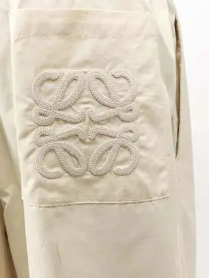 Loewe Wide Leg Trousers With Anagram Embroidery - Beige