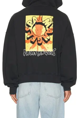 Palm Angels Palm Leaf Zipped Hoodie - Black & Multicolor