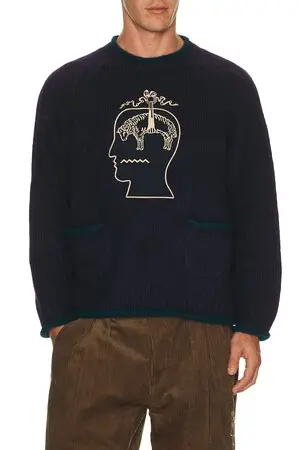 BRAIN DEAD Brooks Brothers California Rolled Neck Sweater - Navy