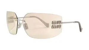 Miu Miu Square Frameless Logo Sunglasses - Silver