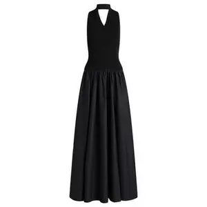 ST. AGNI Knit Halter Maxi Dress With Gathered Waist