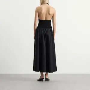 ST. AGNI Knit Halter Maxi Dress With Gathered Waist