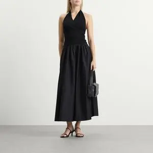 ST. AGNI Knit Halter Maxi Dress With Gathered Waist
