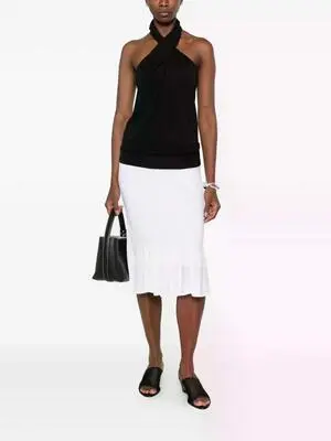 TOTEME Fluted Hem Knitted Midi Skirt - White