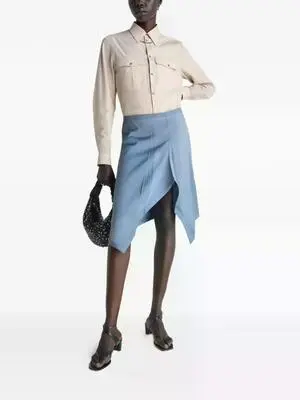 LEMAIRE Pleated Foulard Mini Skirt - Blue