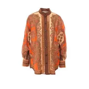Zimmermann Mahon Dolman Paisley Print Silk Shirt - Orange