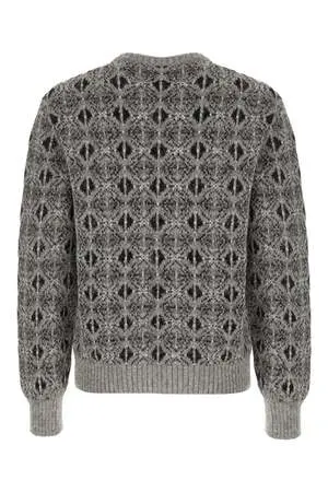 Alexander McQueen Grey Diamond Patterned Crew Neck Knitwear