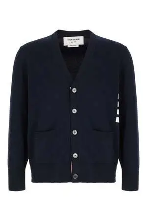 Thom Browne V-neck Cardigan With Button Detail And Pockets