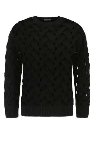 Valentino Garavani Black Textured Knit Sweater - Multicolor