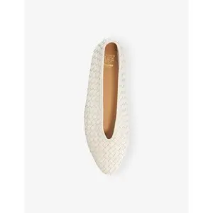 DUNE Henlee Woven Leather Ballet Flats - Ecru Leather