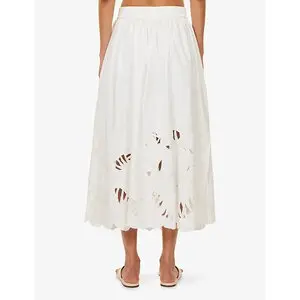 Zimmermann Embroidered Cotton Midi Skirt - Ivory