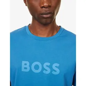 BOSS Sun-protection Regular-fit Cotton-jersey T-shirt - Open Blue