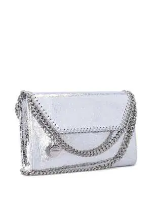 Stella McCartney Falabella Crackle-effect Crossbody Bag - Silver