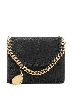 Stella McCartney Falabella Tri-fold Wallet With Chain Trim - Black