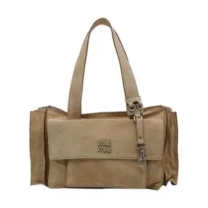 Miu Miu Beige Calf Leather Utilitarian Shopping Bag