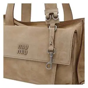 Miu Miu Beige Calf Leather Utilitarian Shopping Bag
