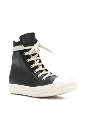 Rick Owens High-top Leather Sneakers - Black