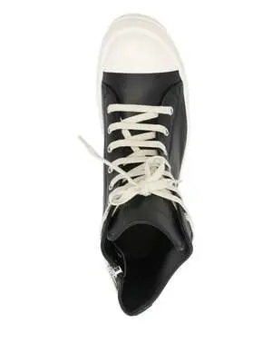 Rick Owens High-top Leather Sneakers - Black