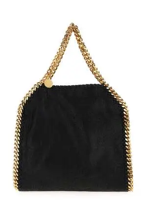 Stella McCartney Black Textured Shoulder Bag With Gold Tone Chain Strap - Multicolor