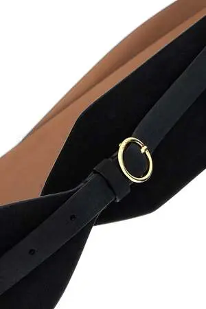 Alaïa Wide Leather Belt With Gold Tone Buckle - Multicolor