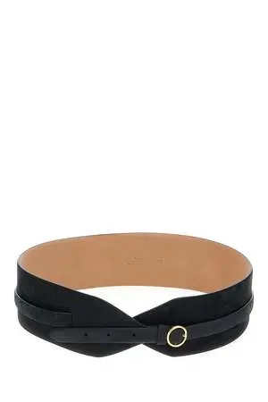 Alaïa Wide Leather Belt With Gold Tone Buckle - Multicolor