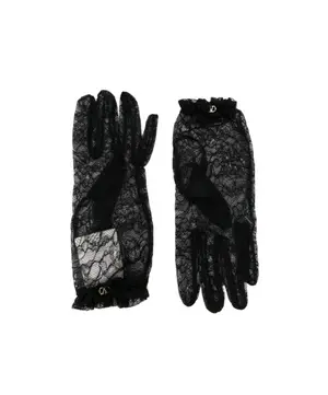Valentino Garavani Vlogo Signature Lace Gloves - Black