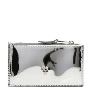 Alexander McQueen Skull Embellished Zipped Wallet - Gray