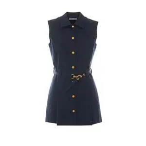 Miu Miu Belted Pleated Mini Dress - Blue