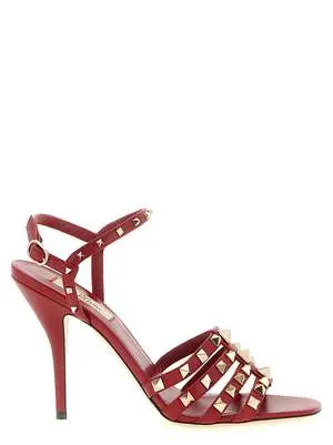 Valentino Garavani VALENTINO GARAVANI Rockstud Flat Sandals Red