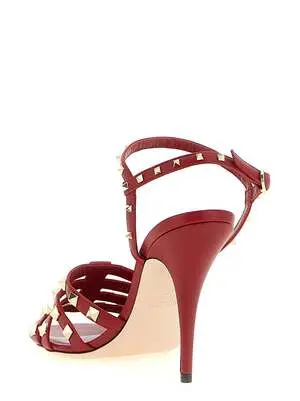 Valentino Garavani Rockstud Flat Sandals - Red