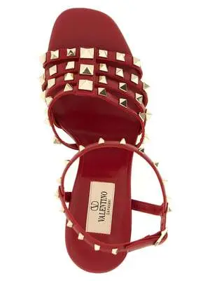Valentino Garavani Rockstud Flat Sandals - Red