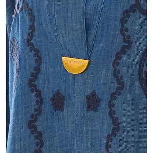 Zimmermann Aster Embroidered Midi Dress - Blue