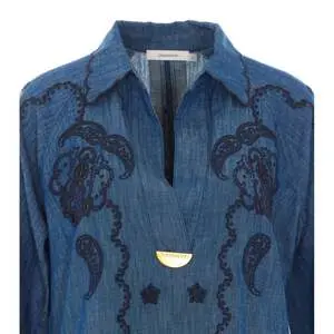 Zimmermann Aster Embroidered Midi Dress - Blue