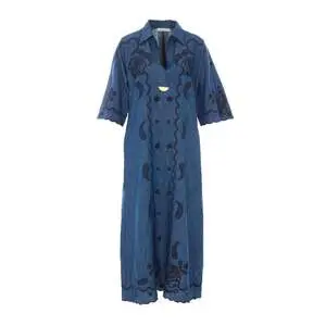 Zimmermann Aster Embroidered Midi Dress - Blue
