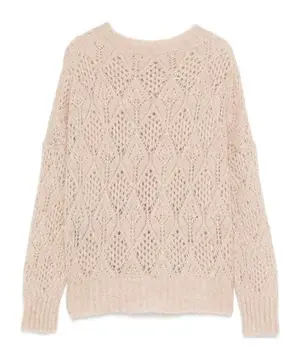 D.exterior Open-knit Round-neck Sweater