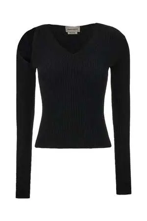 ALEXANDER MCQUEEN Alexander McQueen Ribbed Knit V-Neck Pullover