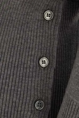 Thom Browne Ribbed Cardigan With Button Detail