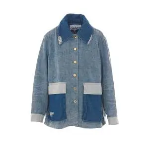 GANNI Patchwork Denim Jacket - Blue