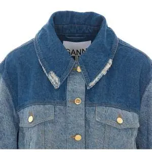 GANNI Patchwork Denim Jacket - Blue