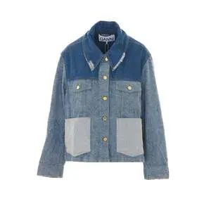 GANNI Patchwork Denim Jacket - Blue