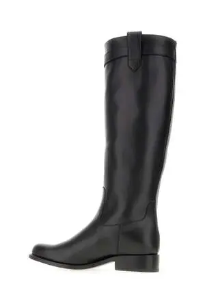 Versace Knee High Boots With Medusa Buckle Detail