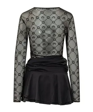 MARINE SERRE Moonogram Flock Ruffle Mini Dress