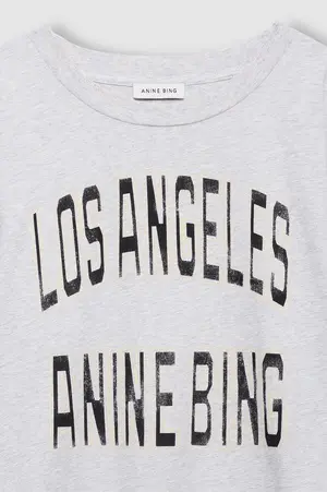 ANINE BING Johnny Cropped T-shirt With Los Angeles Graphic - Grey