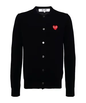 Comme Des Garçons Long-sleeved Knitted Cardigan - Black