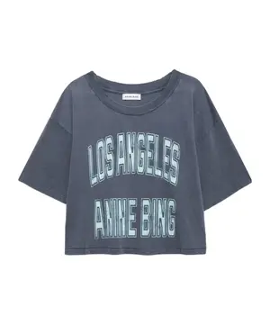 ANINE BING Johnny Cropped T-shirt - Washed Ash