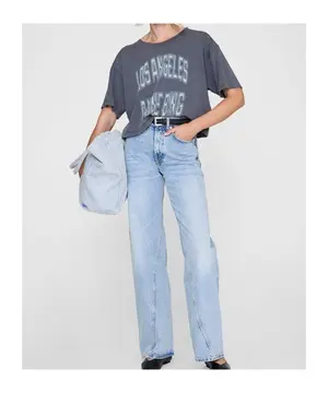 ANINE BING Johnny Cropped T-shirt With Los Angeles Graphic