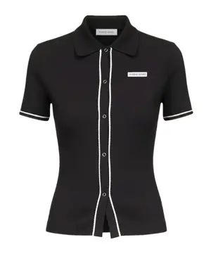 MARINE SERRE Ribbed Jersey Polo T-shirt