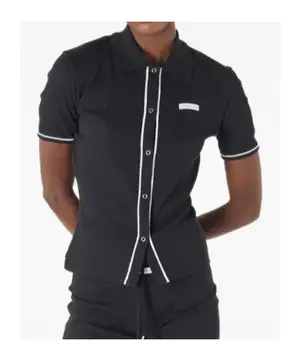 MARINE SERRE Ribbed Jersey Polo T-shirt