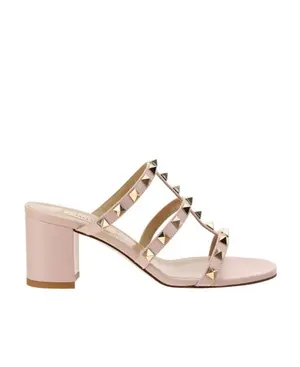 Valentino Garavani Valentino Garavani Rockstud Strapped Mid Heel Sandals Pink