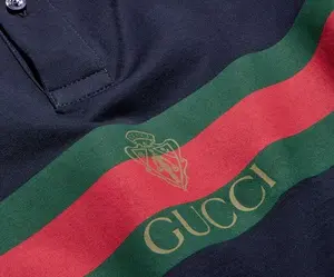 Gucci Web Detailed Jersey Polo Shirt - Dark Blue